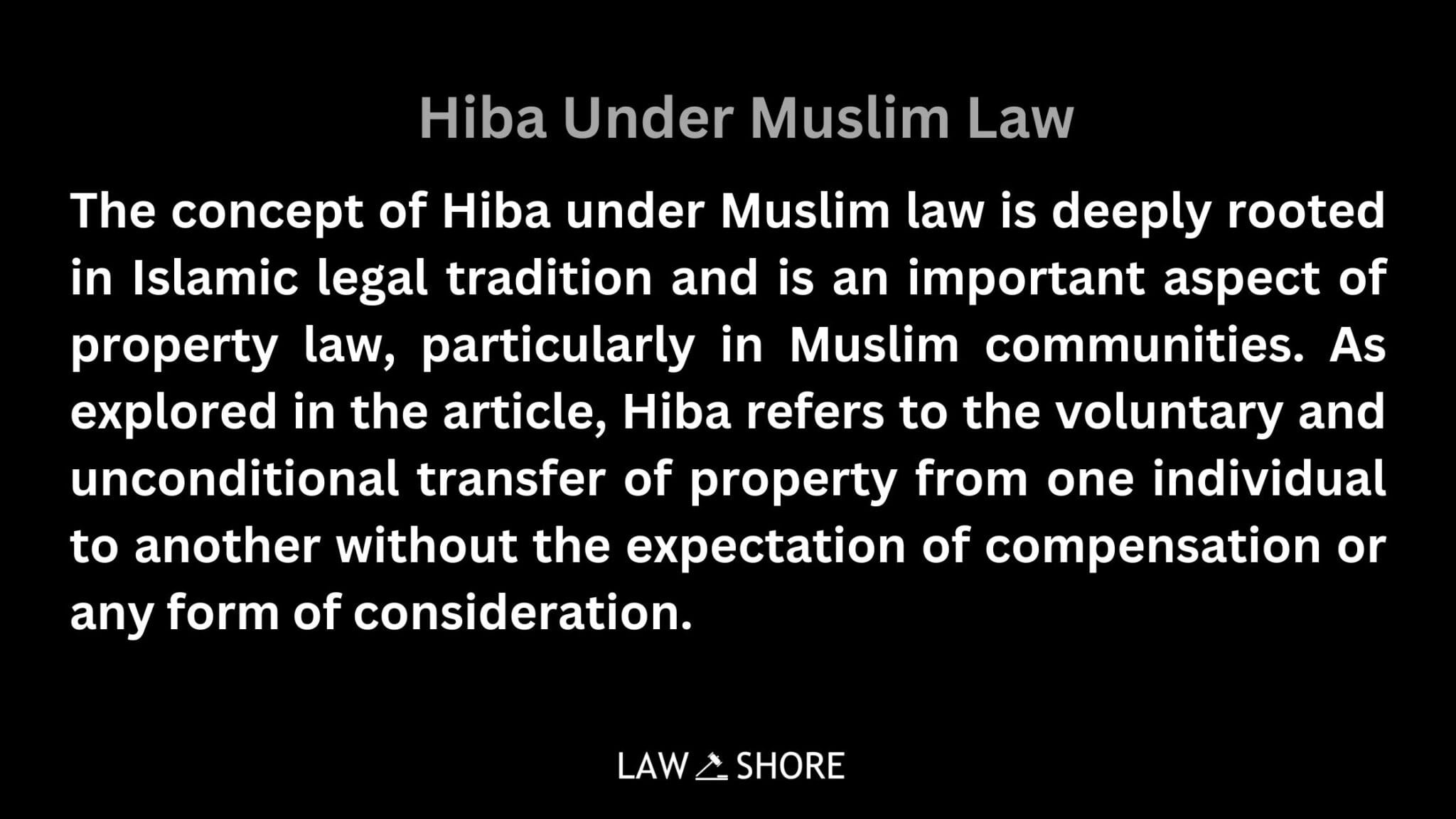 Hiba Under Muslim Law - Law Shore