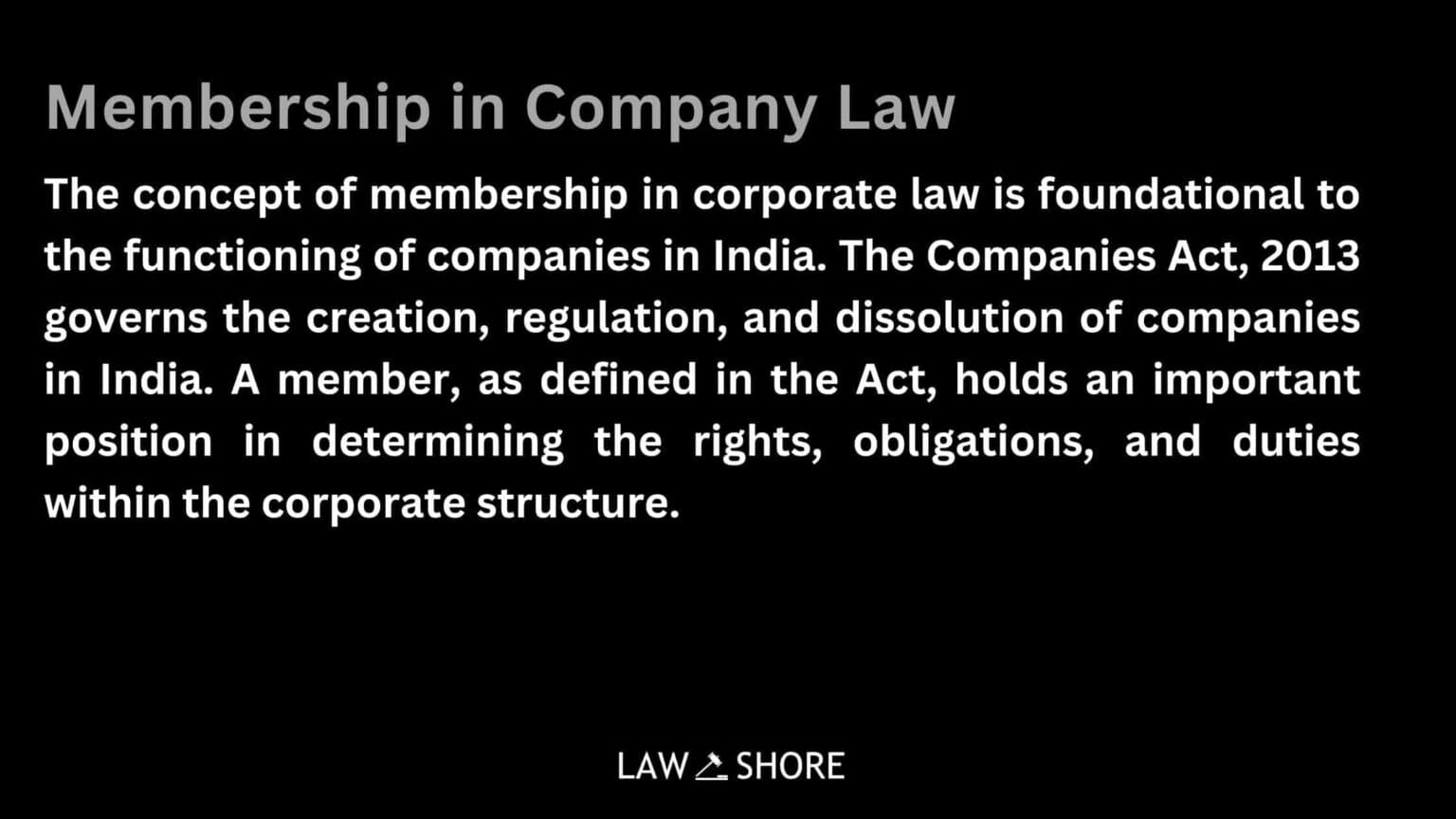 Membership in Company Law - Law Shore