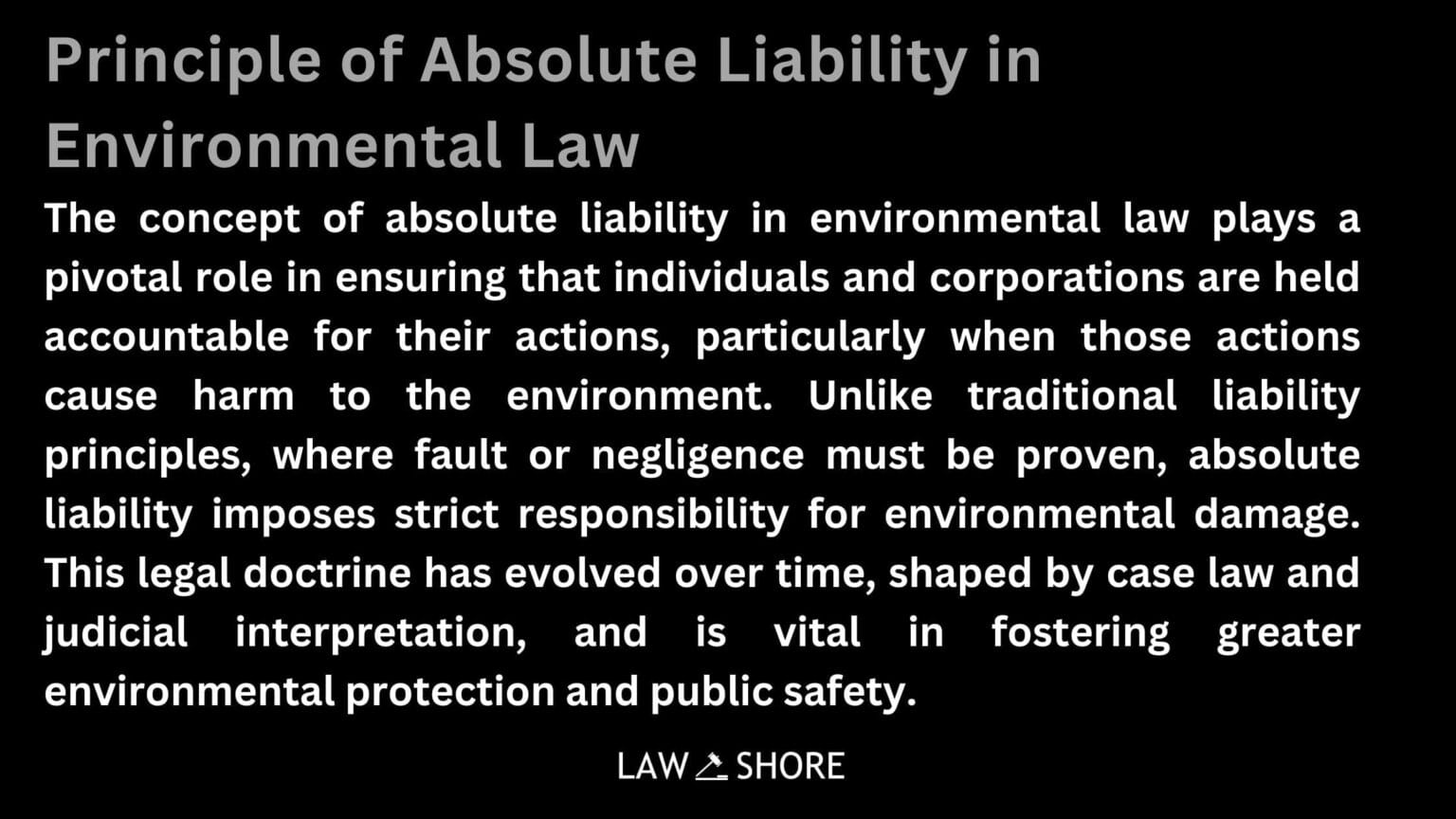 Principle of Absolute Liability in Environmental Law - Law Shore